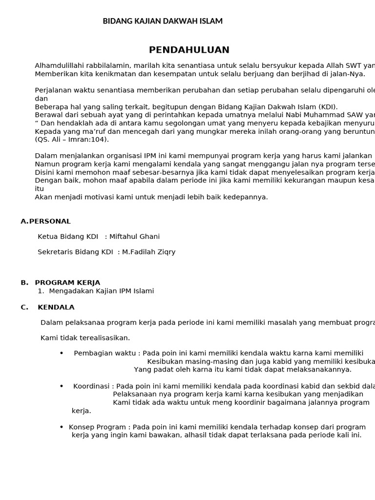 LPJ Bidang Kdi | PDF