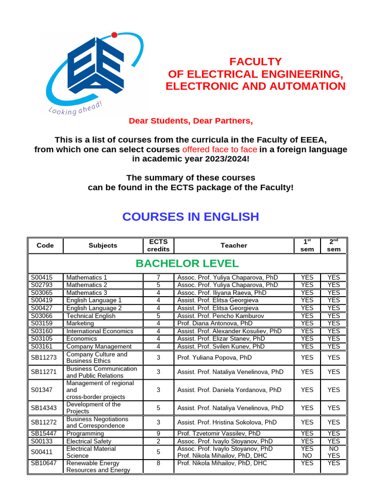 Foreign Language Courses For Incoming Students-2023-2024 | PDF ...