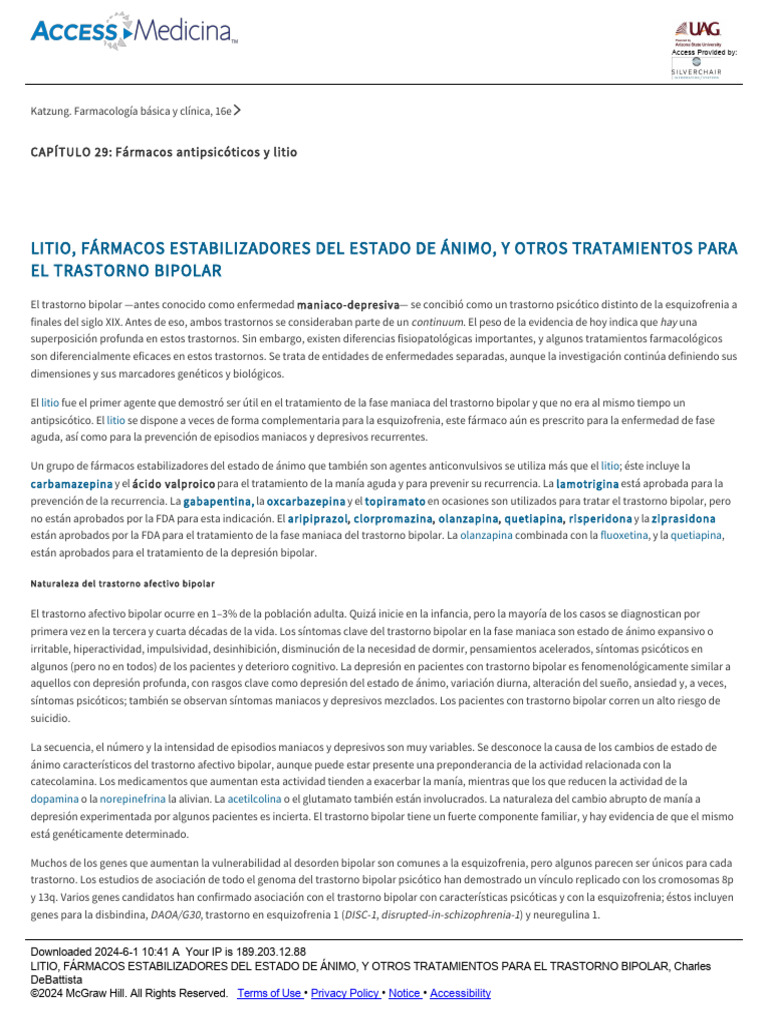 LITIO, FÁRMACOS ESTABILIZADORES DEL ESTADO DE ÁNIMO, Y OTROS ...