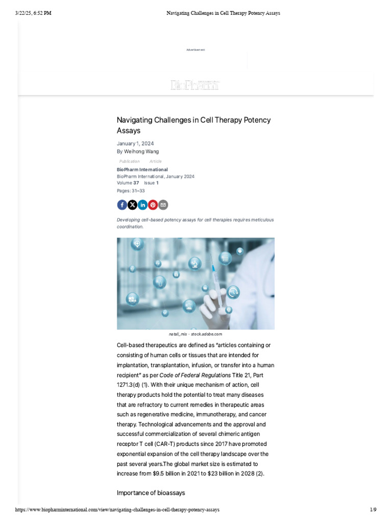 Navigating Challenges in Cell Therapy Potency Assays | PDF | Assay ...