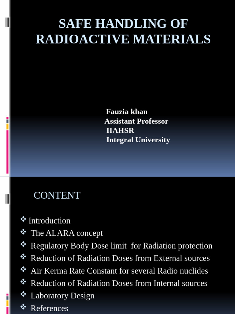 Safe Handling of Radioactive Materials | PDF | Radiation Protection ...