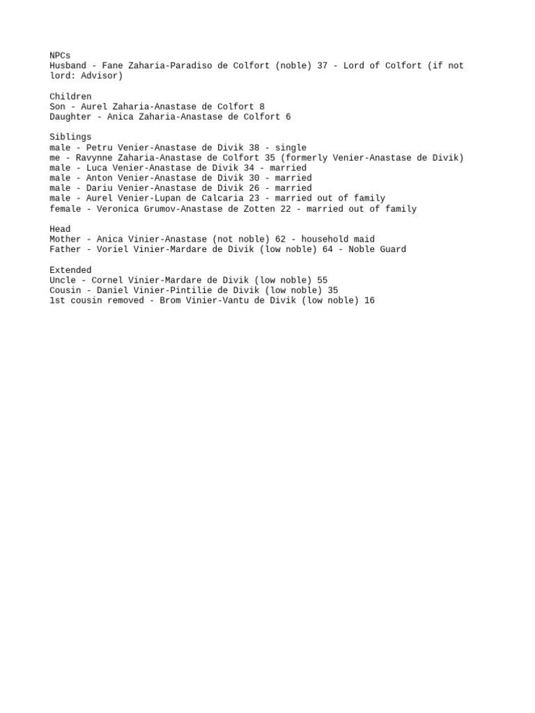 Colfort Family Lineage Overview | PDF