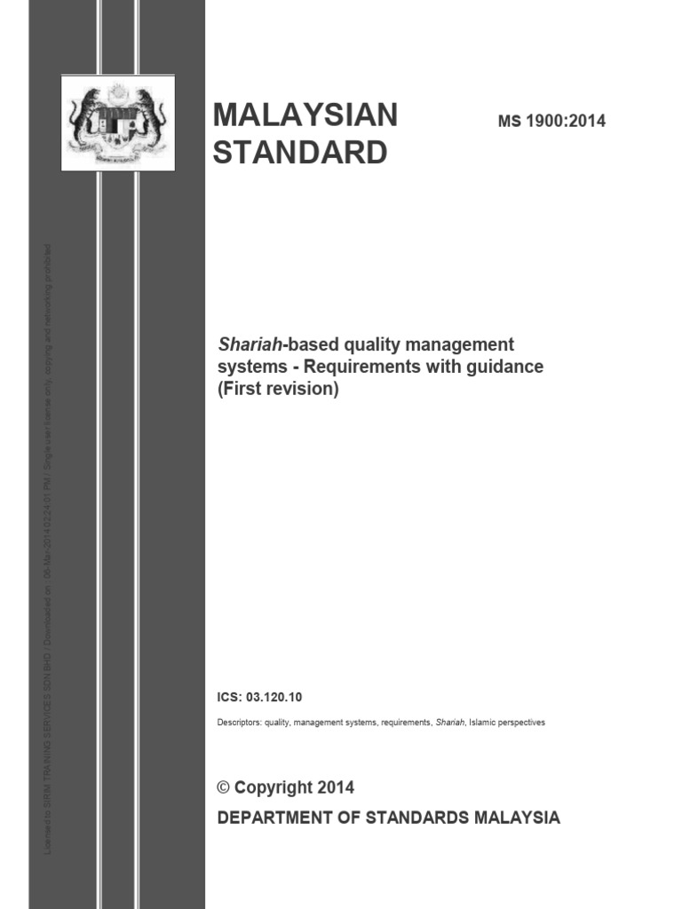 Standard MS 1900-2014 | PDF | Quality Management | Quality Management System