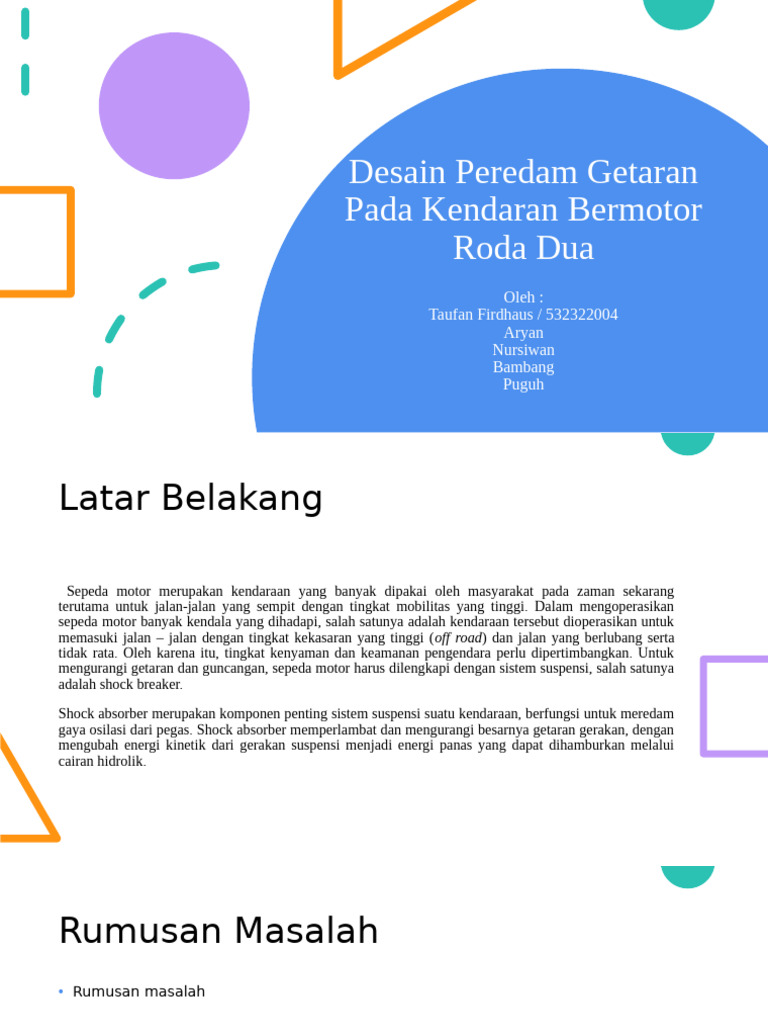 Desain Peredam Getaran Pada Kendaran Bermotor | PDF