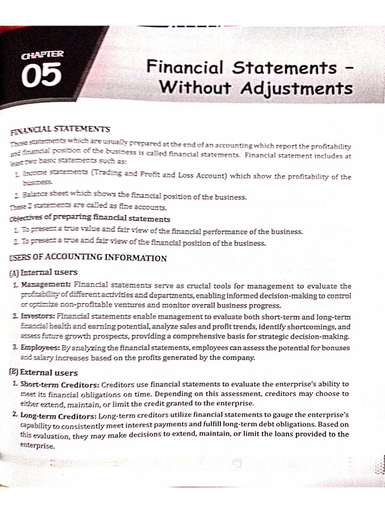 Class 11 PW Account Financial Statement Without Adjustment | PDF