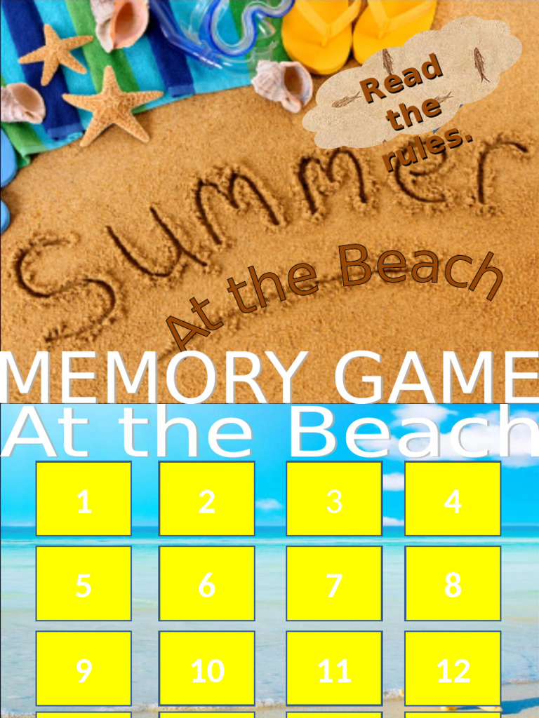 Beach Memory Matching Game Rules | PDF