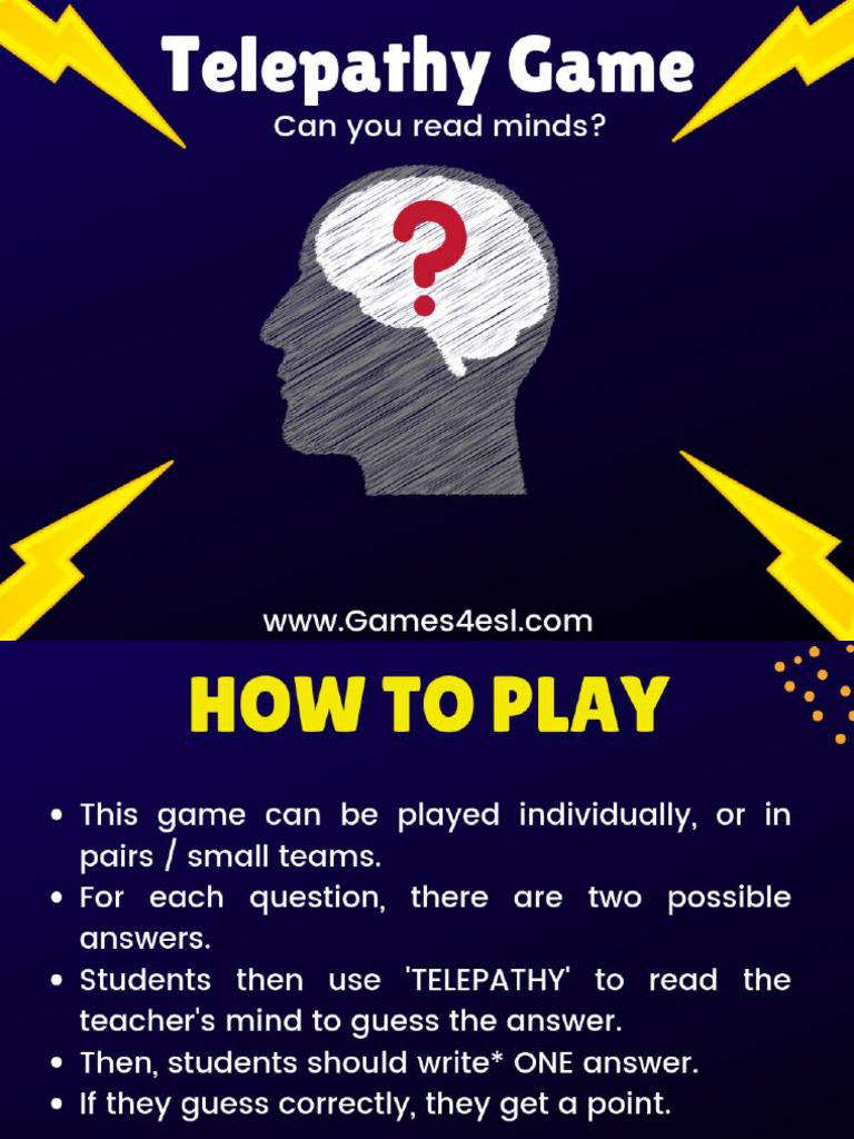 Telepathy Game Action Words List | PDF