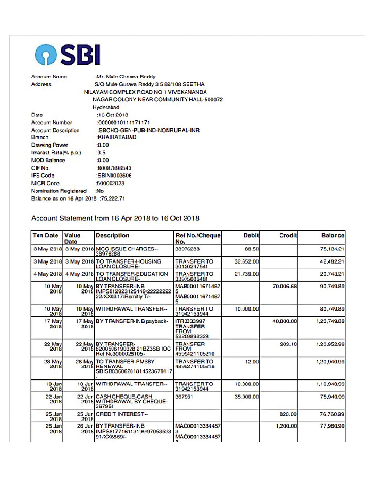 Bank Statement of Account | PDF