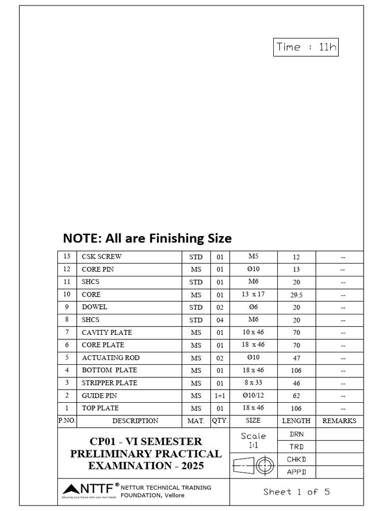 NTTF NTTF: Cp01 - Vi Semester Preliminary Practical Examination - 2025 | PDF