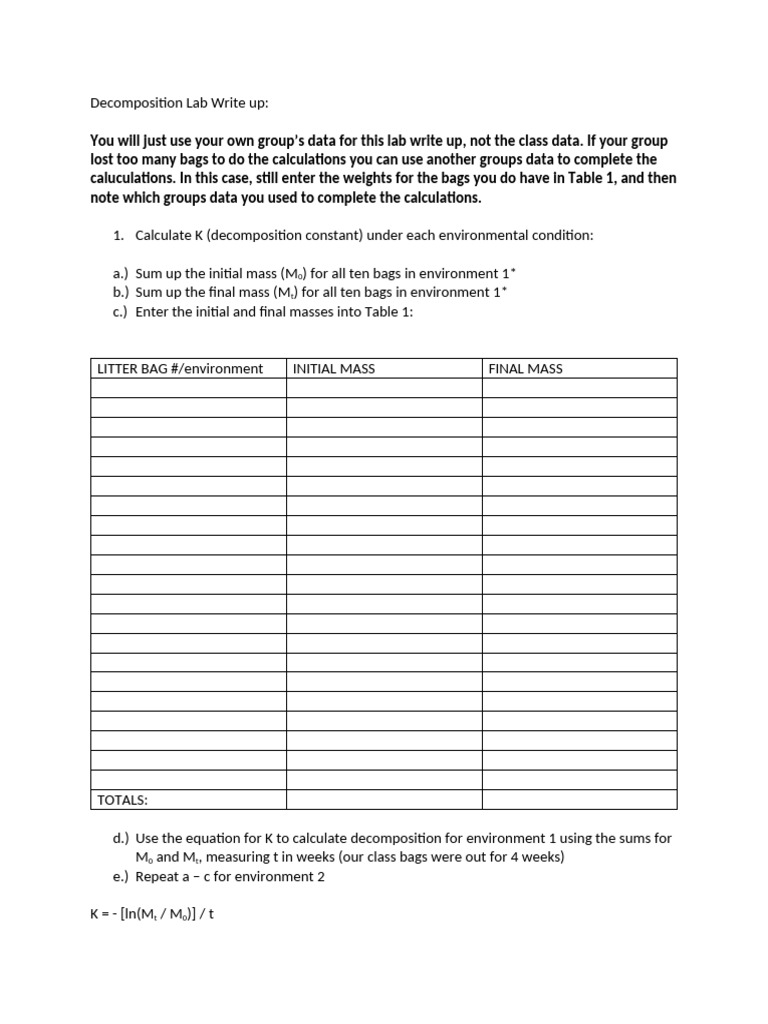 Decomposition Lab Write Up | PDF