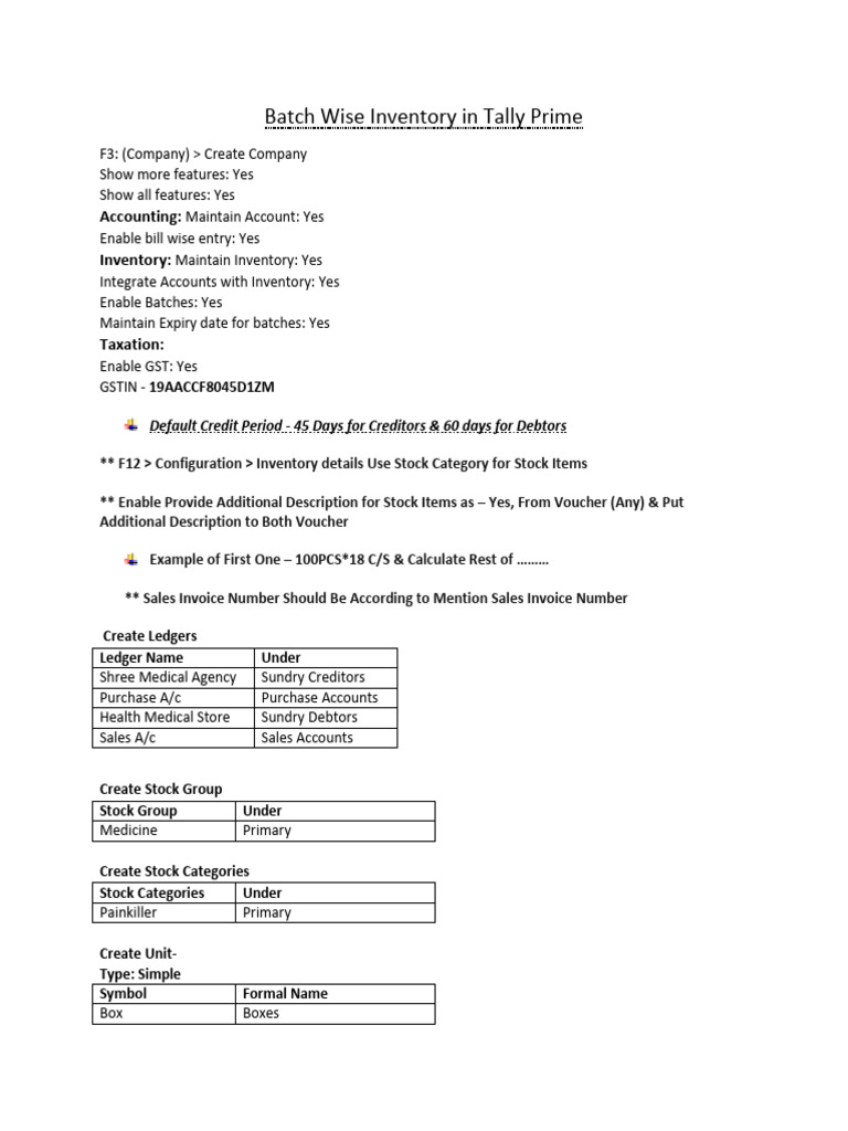 Batch Wise Inventory Management in Tally | PDF | Invoice | Inventory