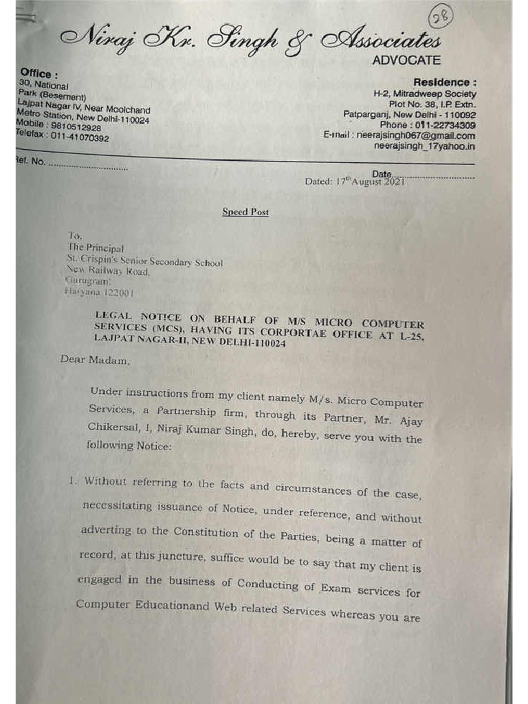 Draft Legal Notice To Demand Money | PDF
