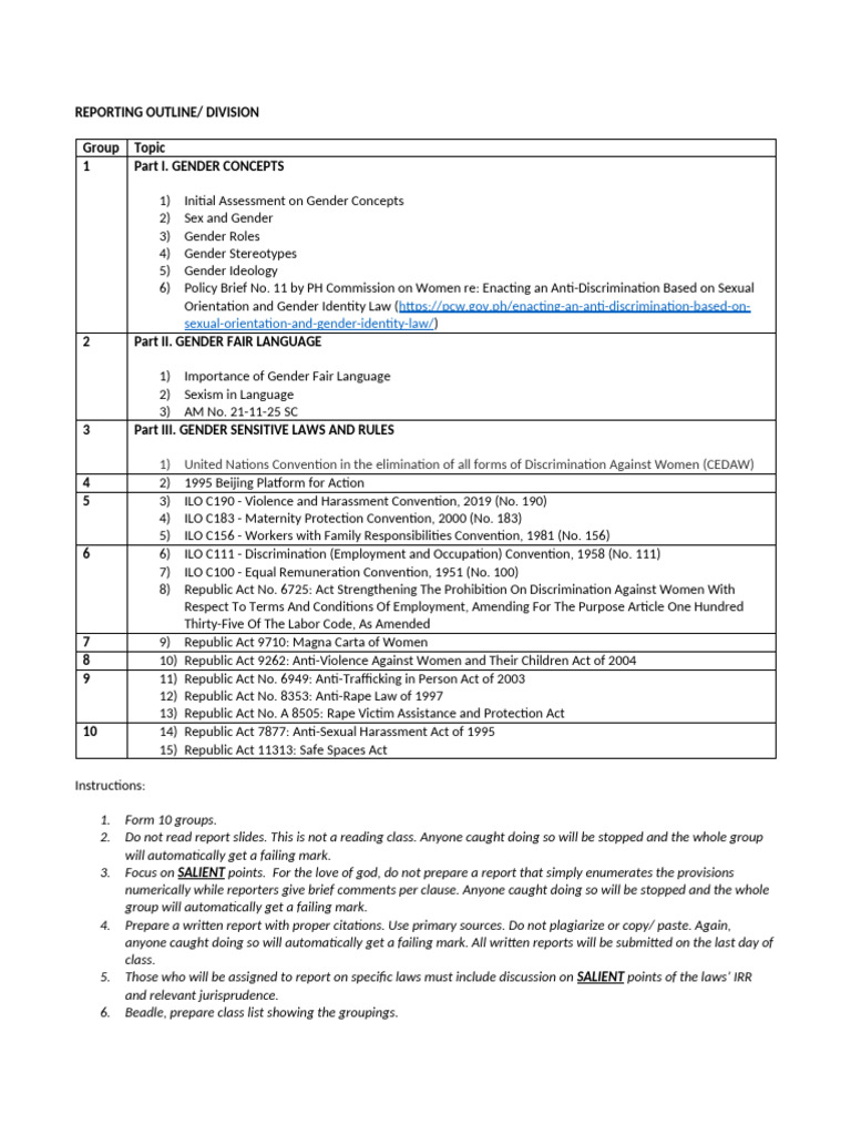 Gender Sensitivity Reporting Outline | PDF | Sexism | Discrimination