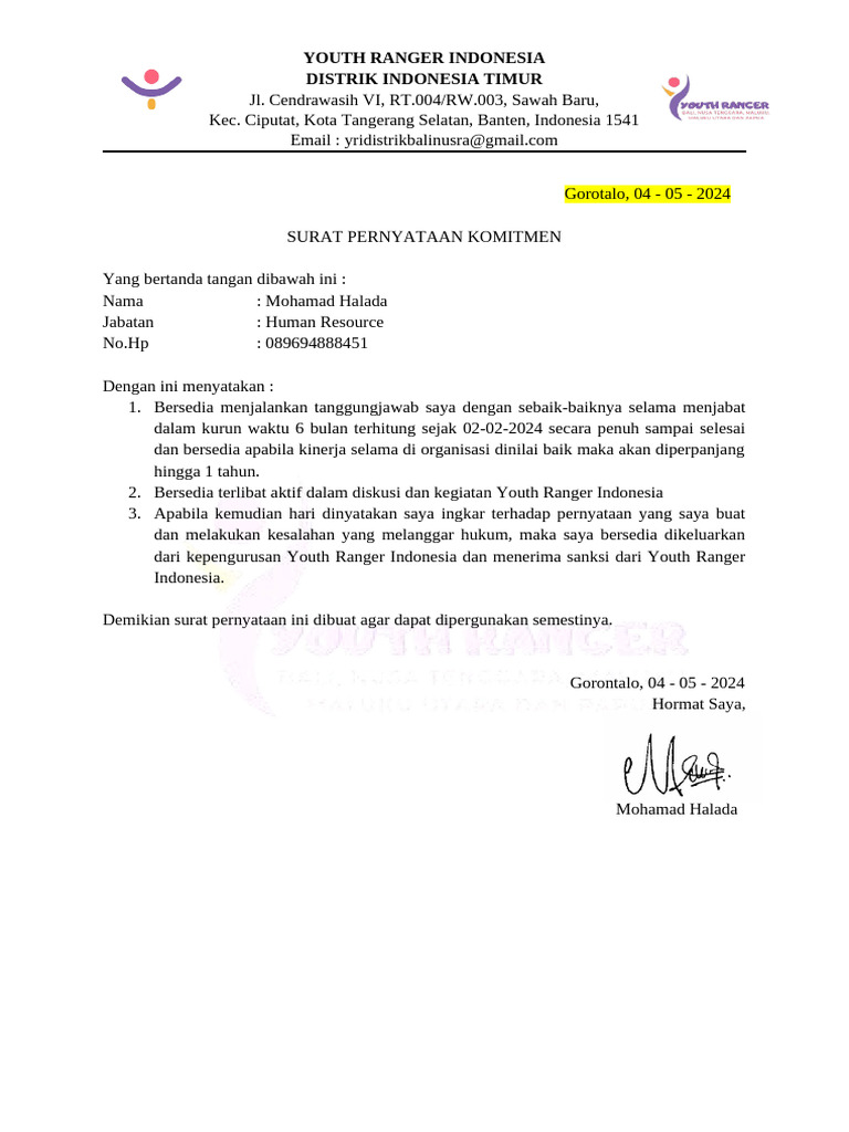 Commitment Letter Dandi | PDF