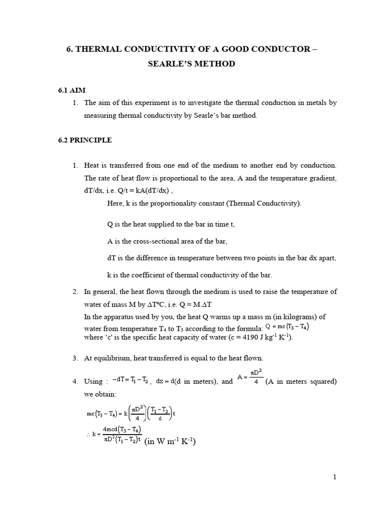 6. Good Conductor- Searle's Method_Prem (1) | PDF | Thermal Conduction ...