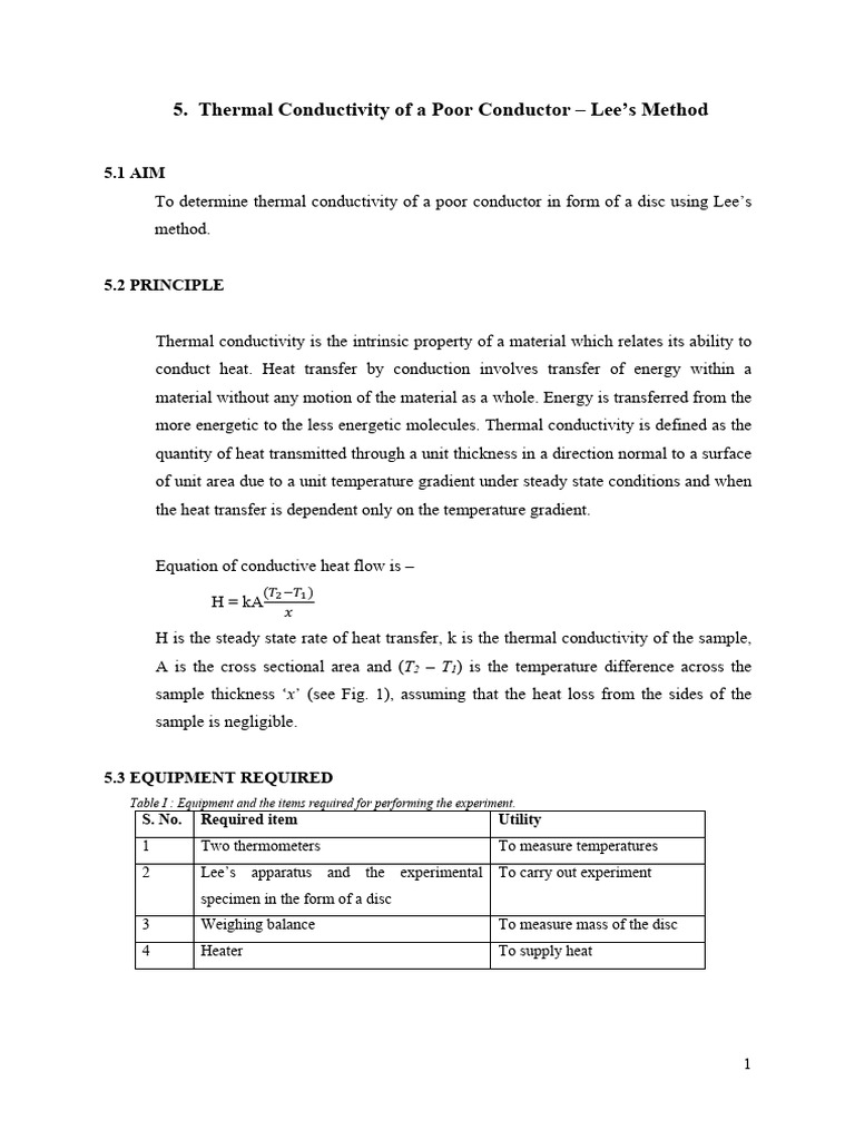 Measuring Thermal Conductivity of Poor Conductors | PDF | Heat Transfer ...