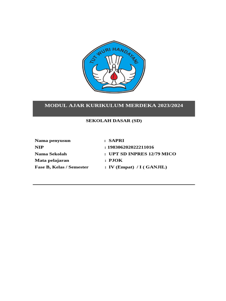 Modul Ajar Kurikulum Merdeka 2023 Observasi Kepsek | PDF