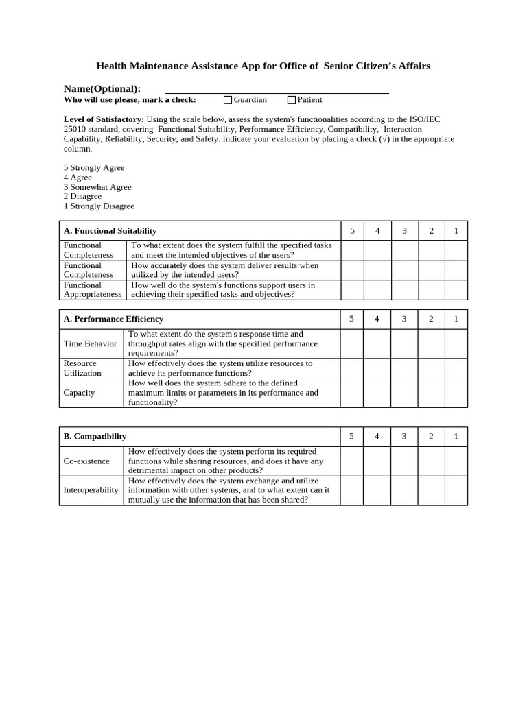 Hmaa Survey Questionnaire | PDF | Reliability Engineering | System