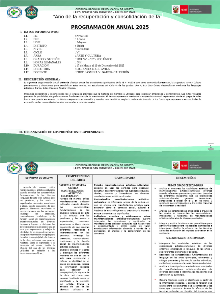 P. A. 1ro y 2do Secundaria 2025 Ayc | PDF | Aprendizaje | Las emociones