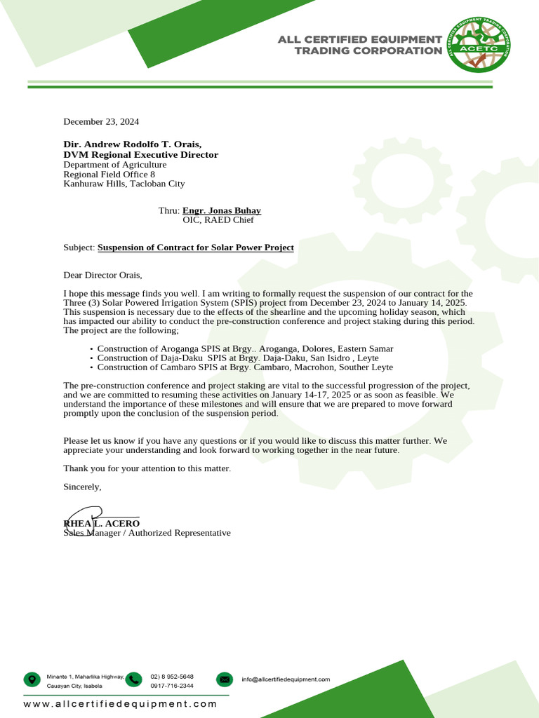 Request For Suspension SPIS 1 | PDF