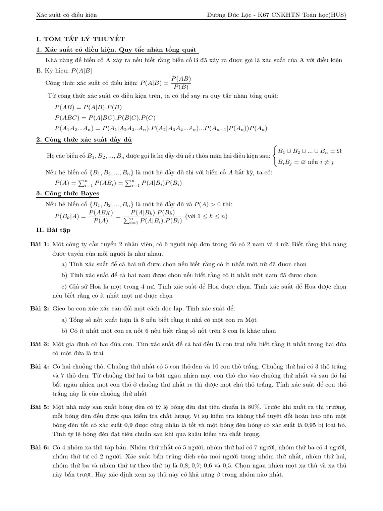 Xac Suat Co Dieu Kien | PDF