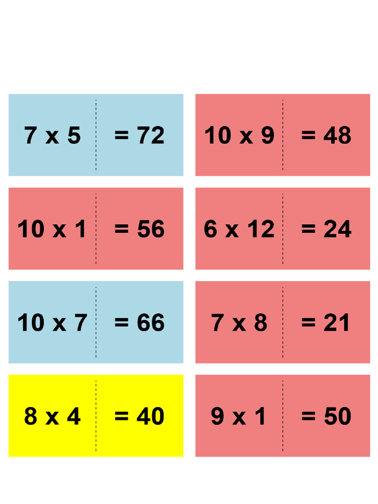 Domino - Tablas - Multiplicacion - 6 - Al - 10 - Separados Por Lineas ...