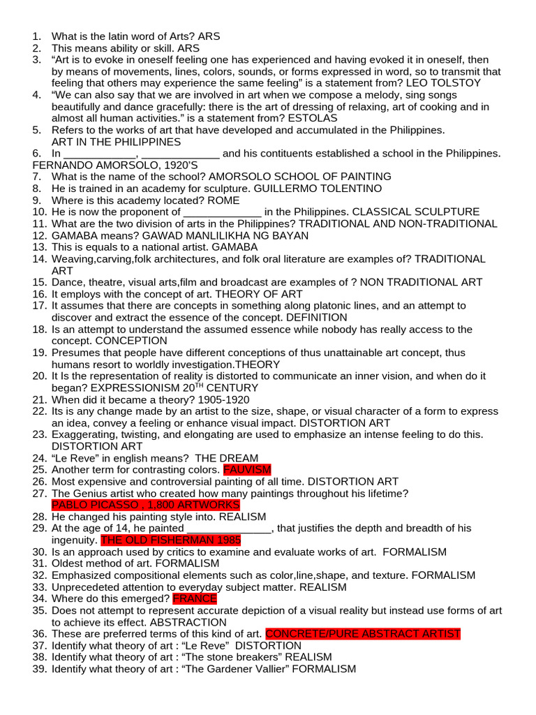 Art Appreciation 1ST Exam Reviewer | PDF | Color | Abstract Art