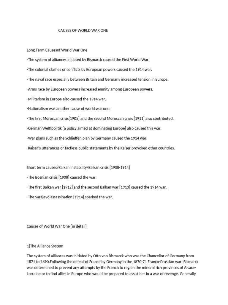The Causes of the First World War -WPS Office | PDF | Austria Hungary ...