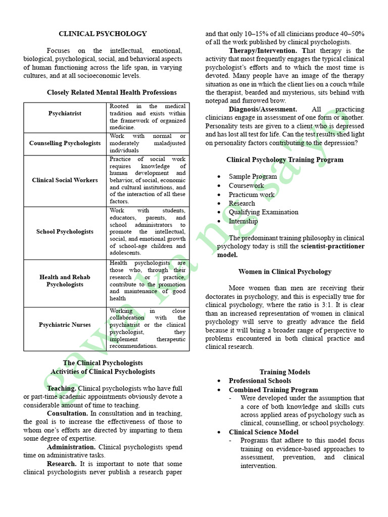 Clinical Psychology - Reviewer | PDF | Clinical Psychology | Psychology