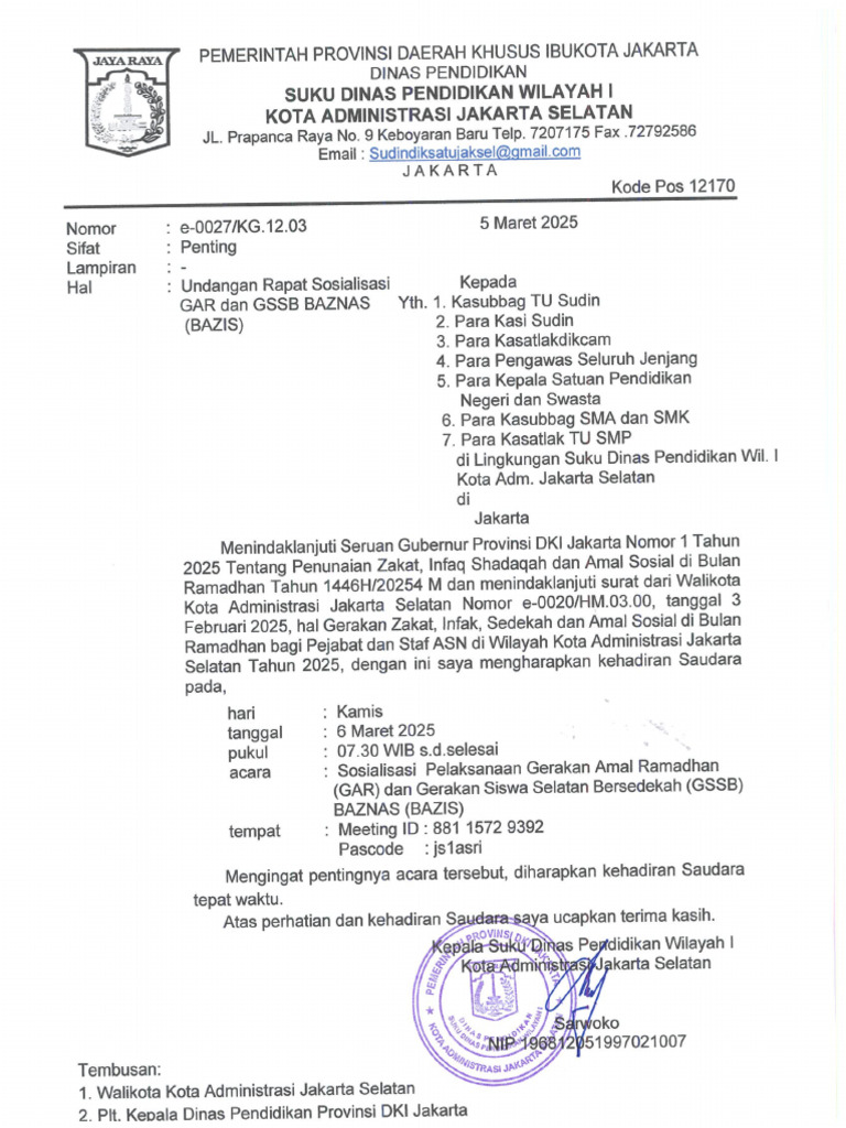 E-0027 KG.12.03 Und. Sosialisasi Pelaks - GAR & GSSB (BAZNAZ) Stample | PDF