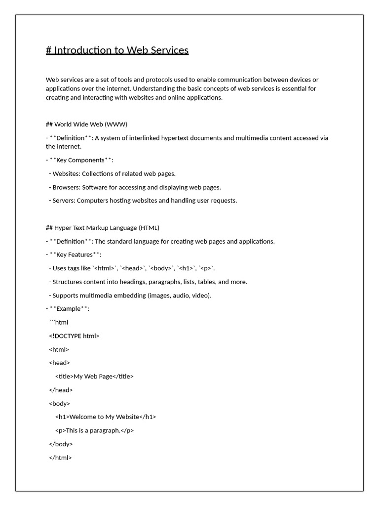 Introduction To Web Services Notes | PDF | World Wide Web | Internet & Web
