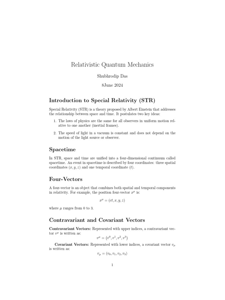 Relativistic Quantum Mechanics | PDF | Special Relativity | Quantum Field Theory