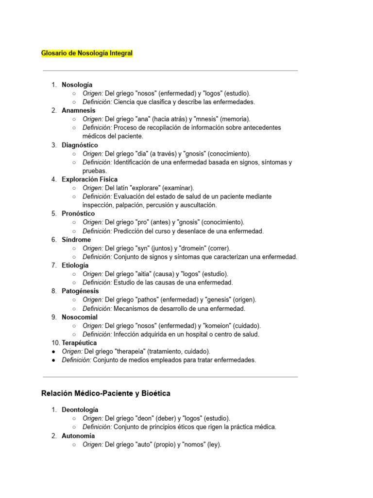Glosarios | PDF | Diagnostico medico | Enfermedades y trastornos humanos