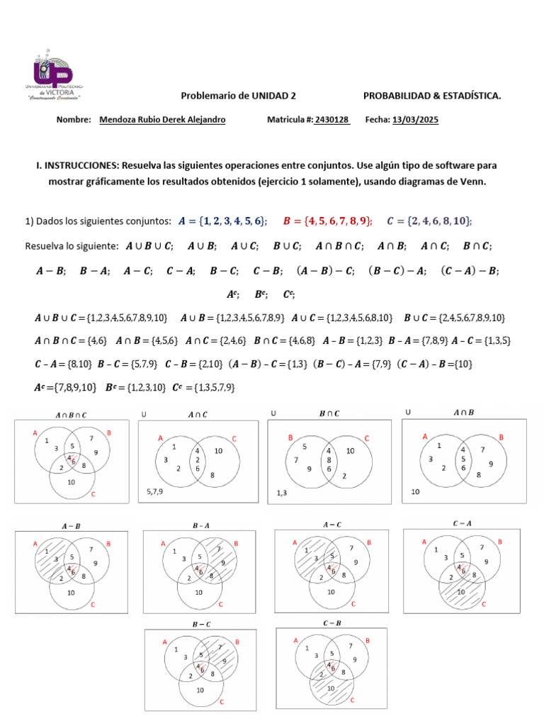 Problemario U2 P&E | PDF