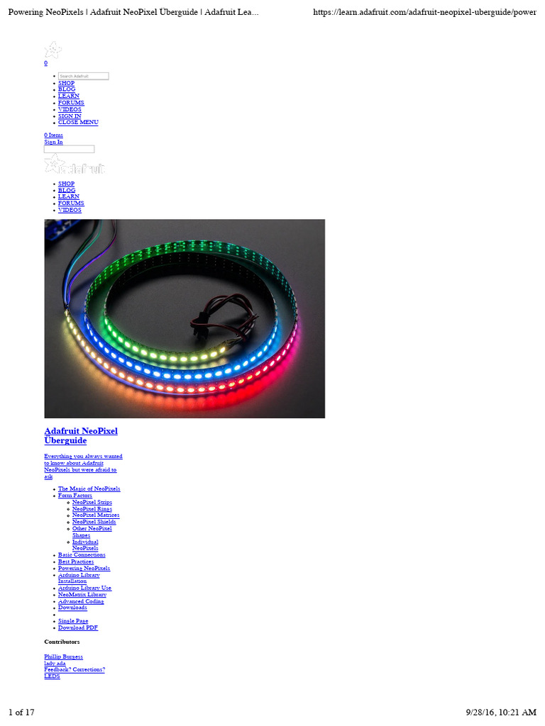 Cube Powering NeoPixels | Adafruit NeoPixel Überguide | Adafruit Learning System | PDF | Power ...