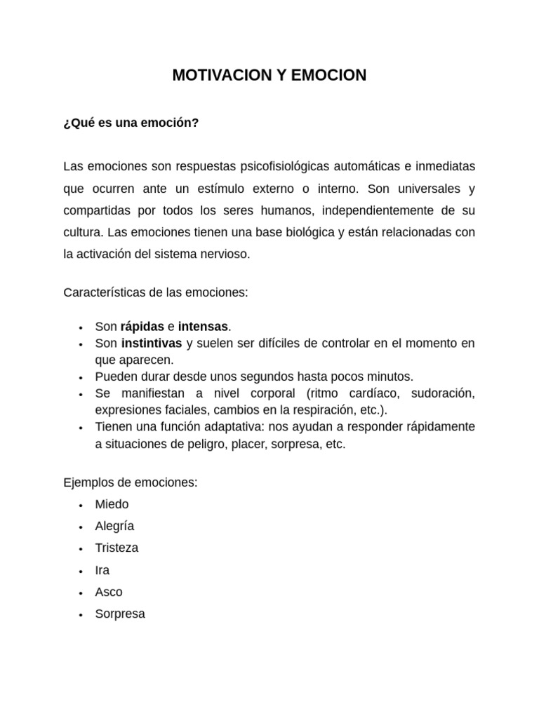 Resumen Expo Intro Psico | PDF | Las emociones | Motivacional