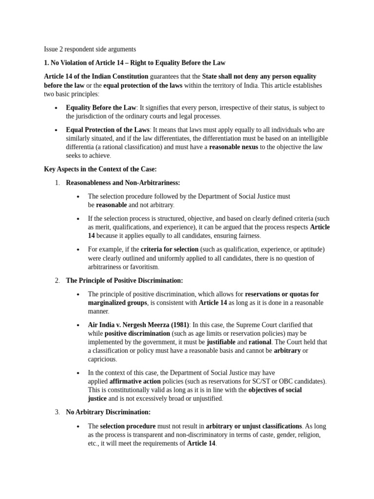 Respondent Arguments on Article 14-16 Compliance | PDF | Affirmative ...