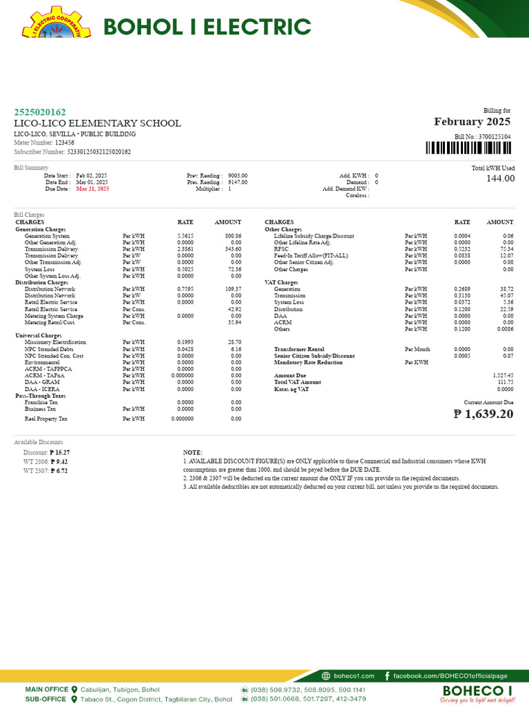BOHECO I Billing Statement | PDF | Taxes | Value Added Tax
