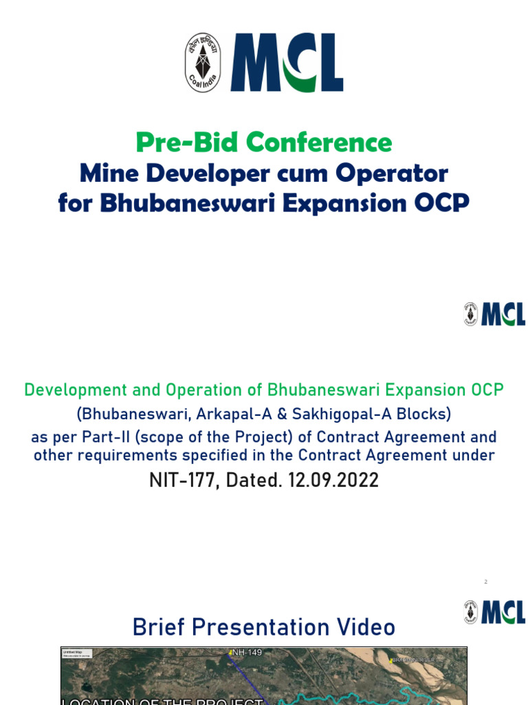 Pre Bid Conference PPT Bhubaneswari MDO 041022 | PDF | Coal Mining | Mining