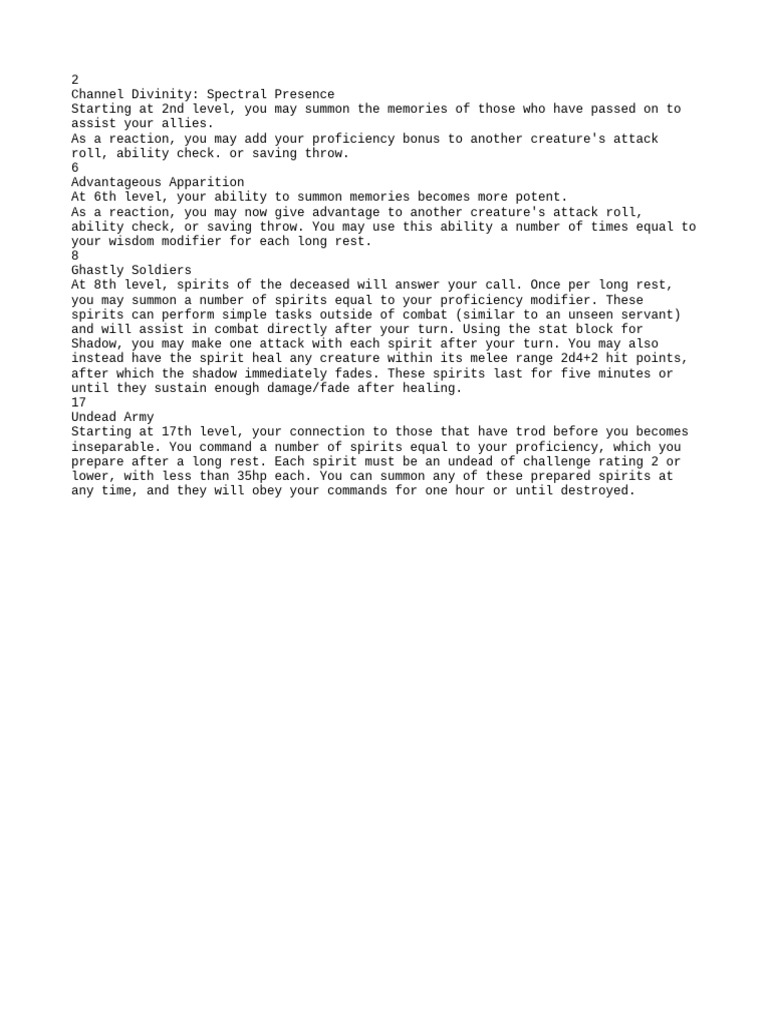 Memory Domain Features for 5E | PDF