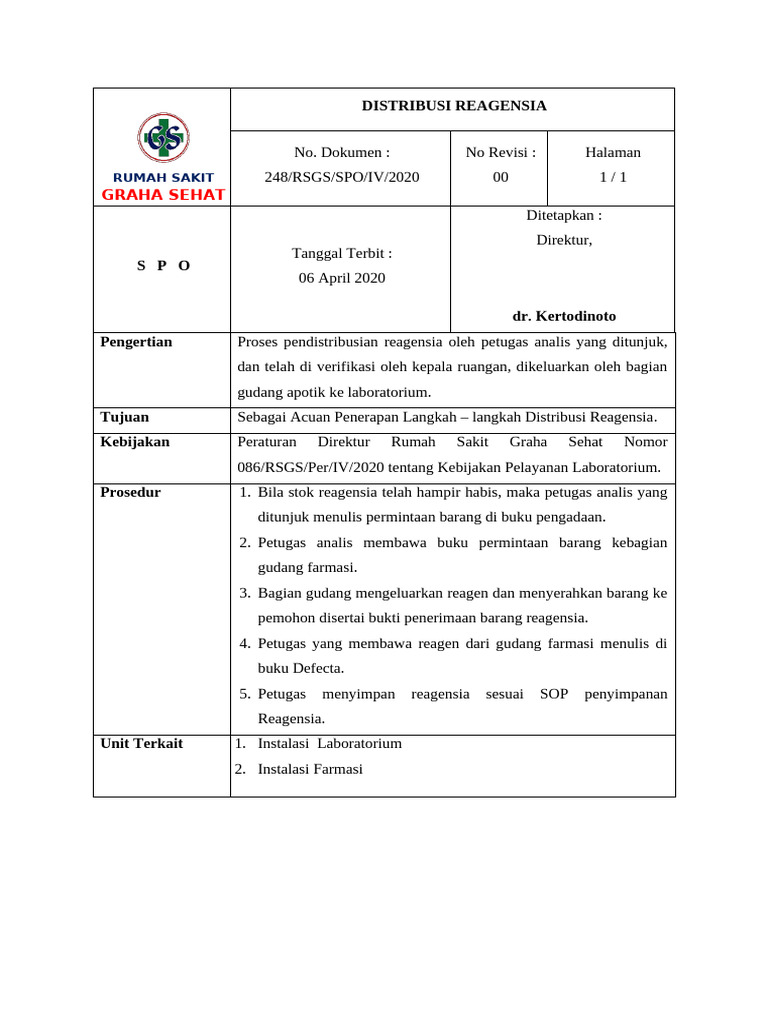 RI RT SPO DISTRIBUSI REAGENSIA | PDF