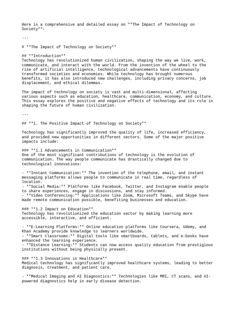 The Impact of Technology On Society | PDF | Artificial Intelligence ...