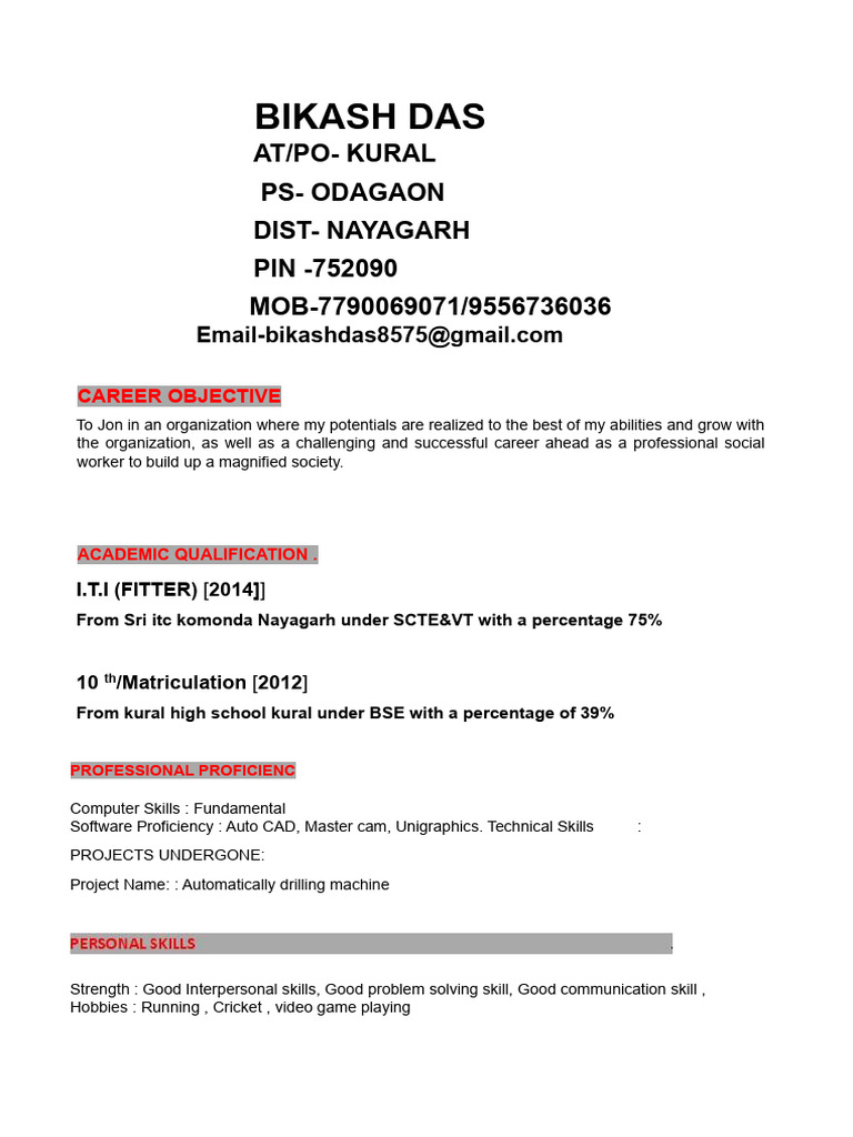 BIKAS DAS RESUME 3456 | PDF