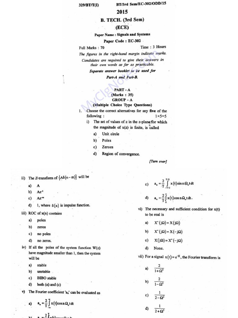 Signals&system 3rdSemECE EC302 | PDF
