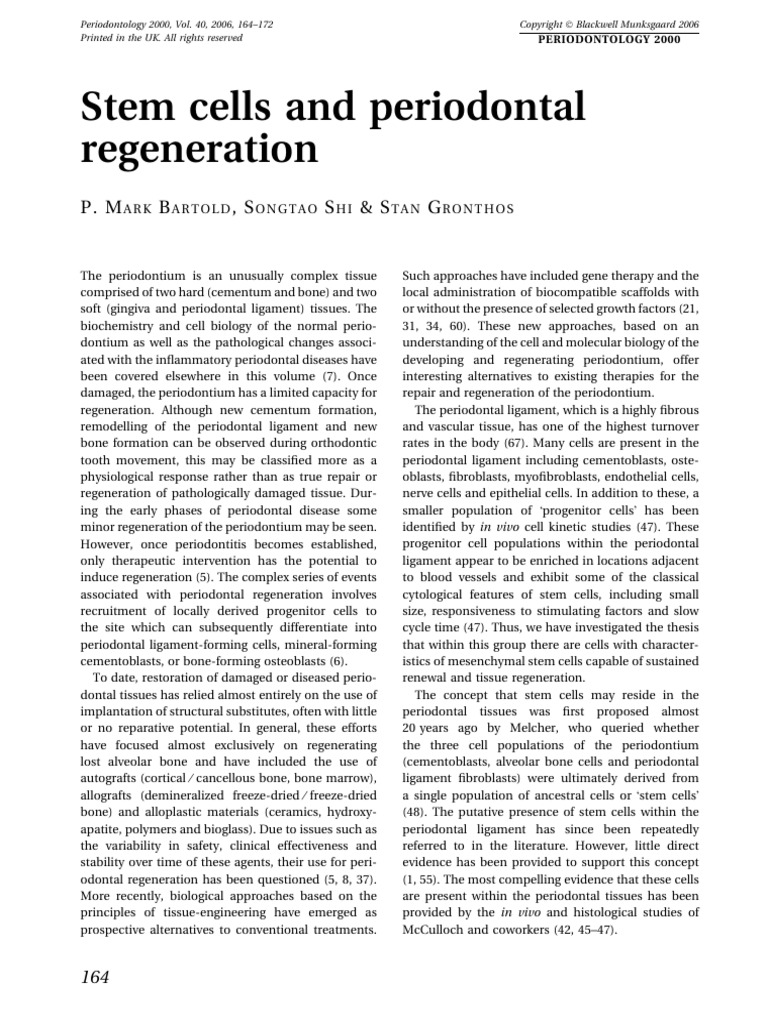Periodontal Regeneration | PDF | Stem Cell | Tissue Engineering