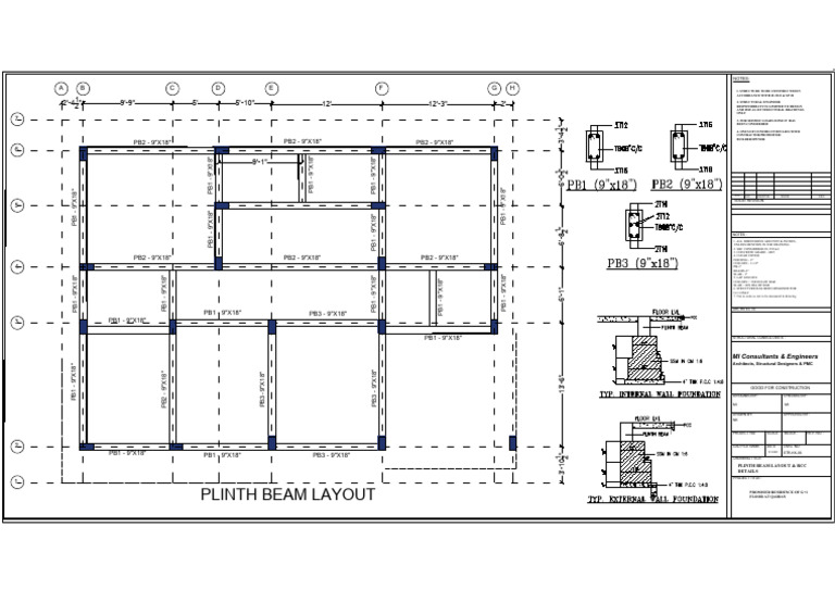 6.G+1 - QDN - Kashif - Plinth Beam Layout & RCC Details | PDF | Civil Engineering | Structural ...