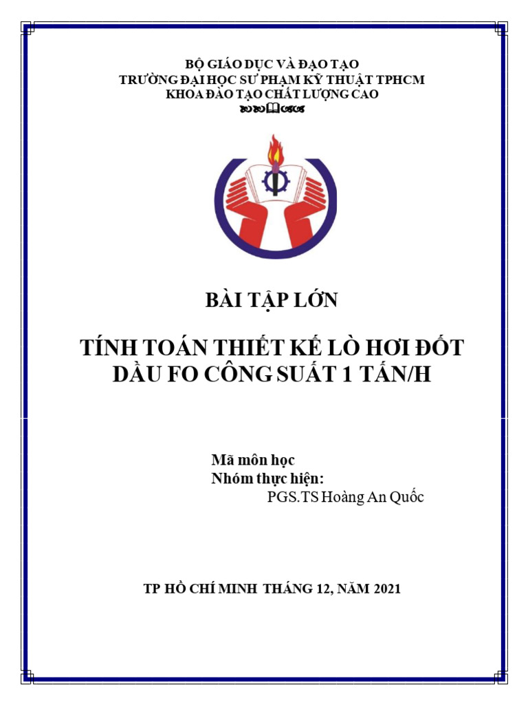 [123doc] - bai-tap-lon-tinh-toan-thiet-ke-lo-hoi-dot-dau-fo-cong-suat-1-tanh | PDF