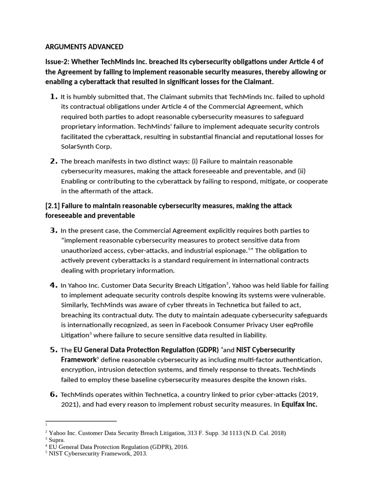 ARGUMENTS ADVANCED Claimant | PDF | Security | Computer Security