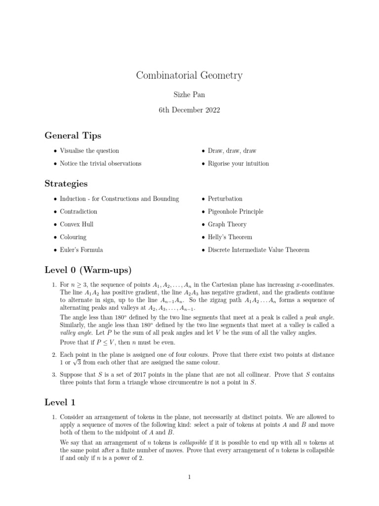 Combinatorial Geometry s Pan Dec22 | PDF | Triangle | Circle