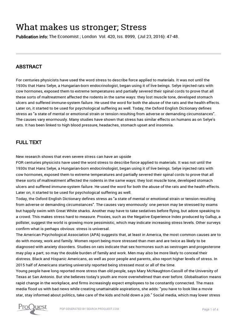 What Makes Us Stronger Stress | PDF | Stress (Biology) | Psychology